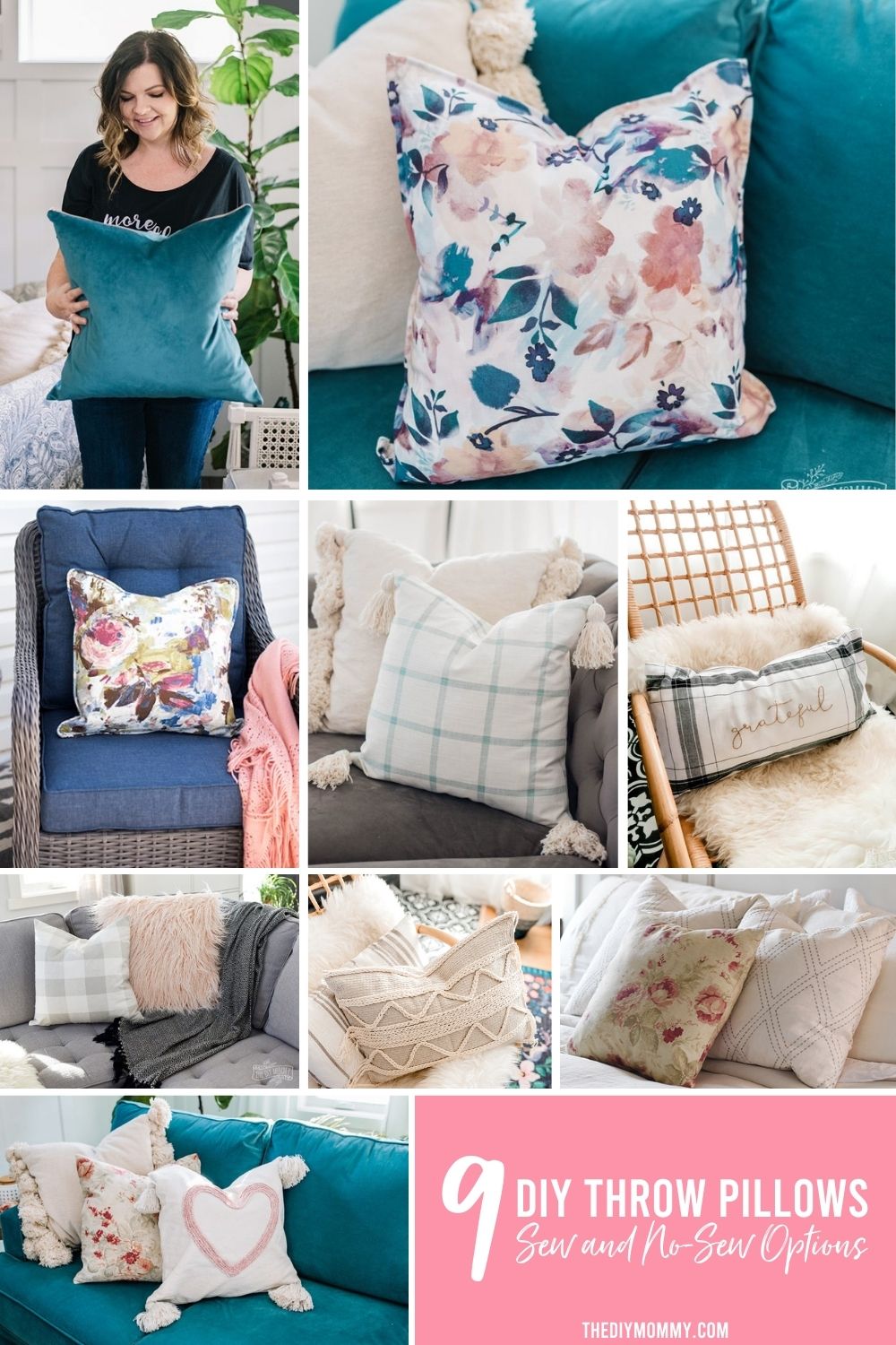 9 DIY Throw Pillows - Sew and No-Sew Options! - Cozy DIY Home